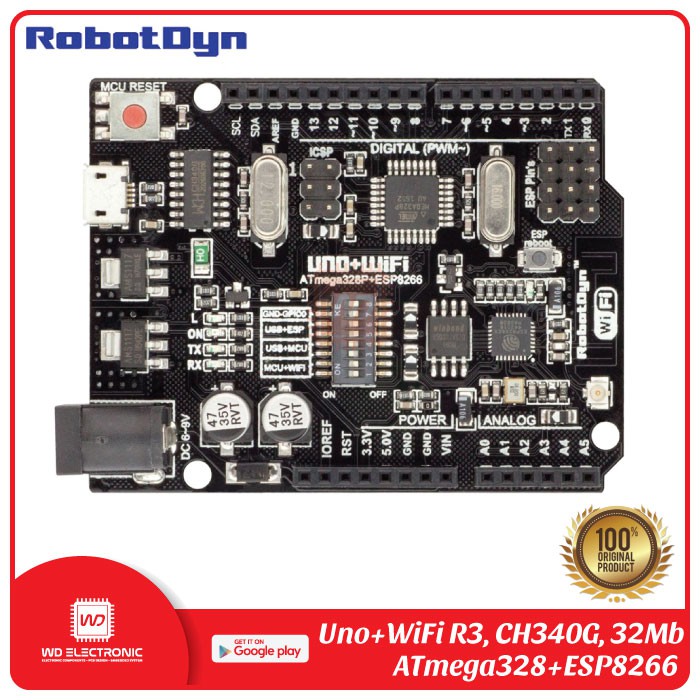 Jual ROBOTDYN UNO WIFI R3 ESP8266 32MB FLASH ARDUINO UNO WIFI | Shopee Indonesia