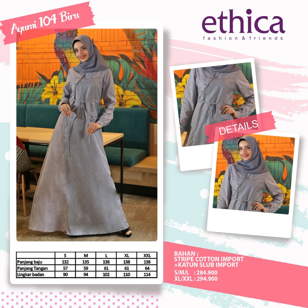 Jual Gamis Ethica Ayumi 104 Biru dan Hijau | Shopee Indonesia