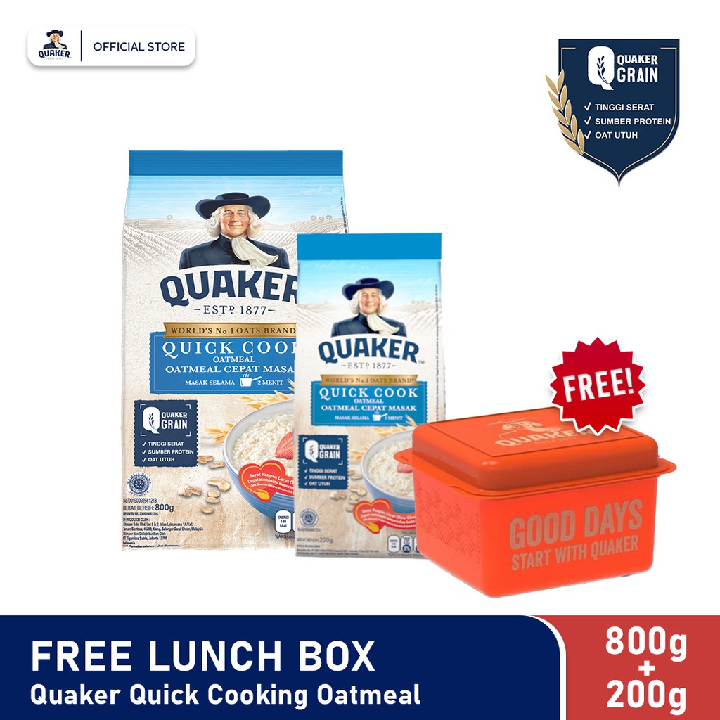 Jual Quick Cooking Oatmeal 800g + 200g Free Lunch Box | Shopee Indonesia