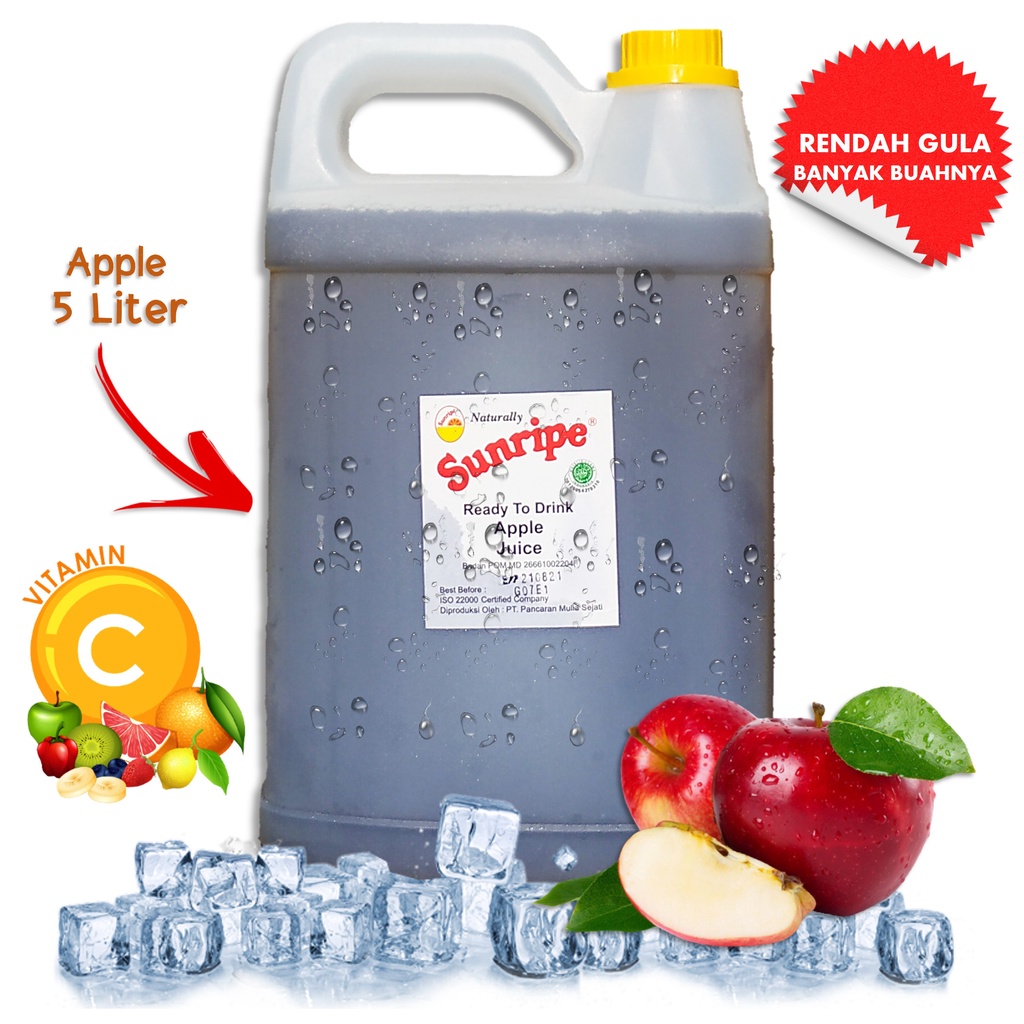 Jual Sari Buah Jus Apel - Apple Juice SUNRIPE 5 Liter | Shopee Indonesia