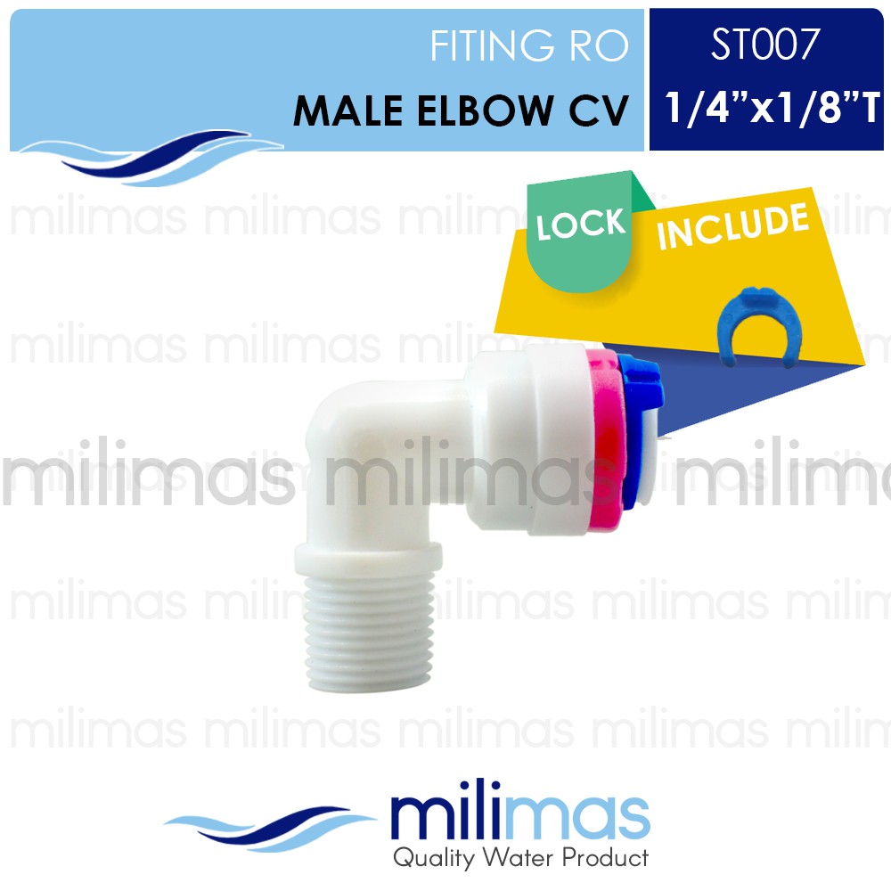 Jual ST- MALE ELBOW CHECK VALVE RO 1/4" x 1/8" T CV - 007A | Shopee ...