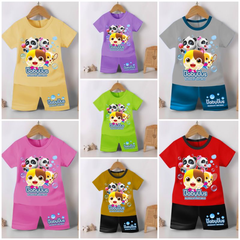 Jual setelan anak murah lucu motif baby bus mimi /baju anak murah 1 set ...