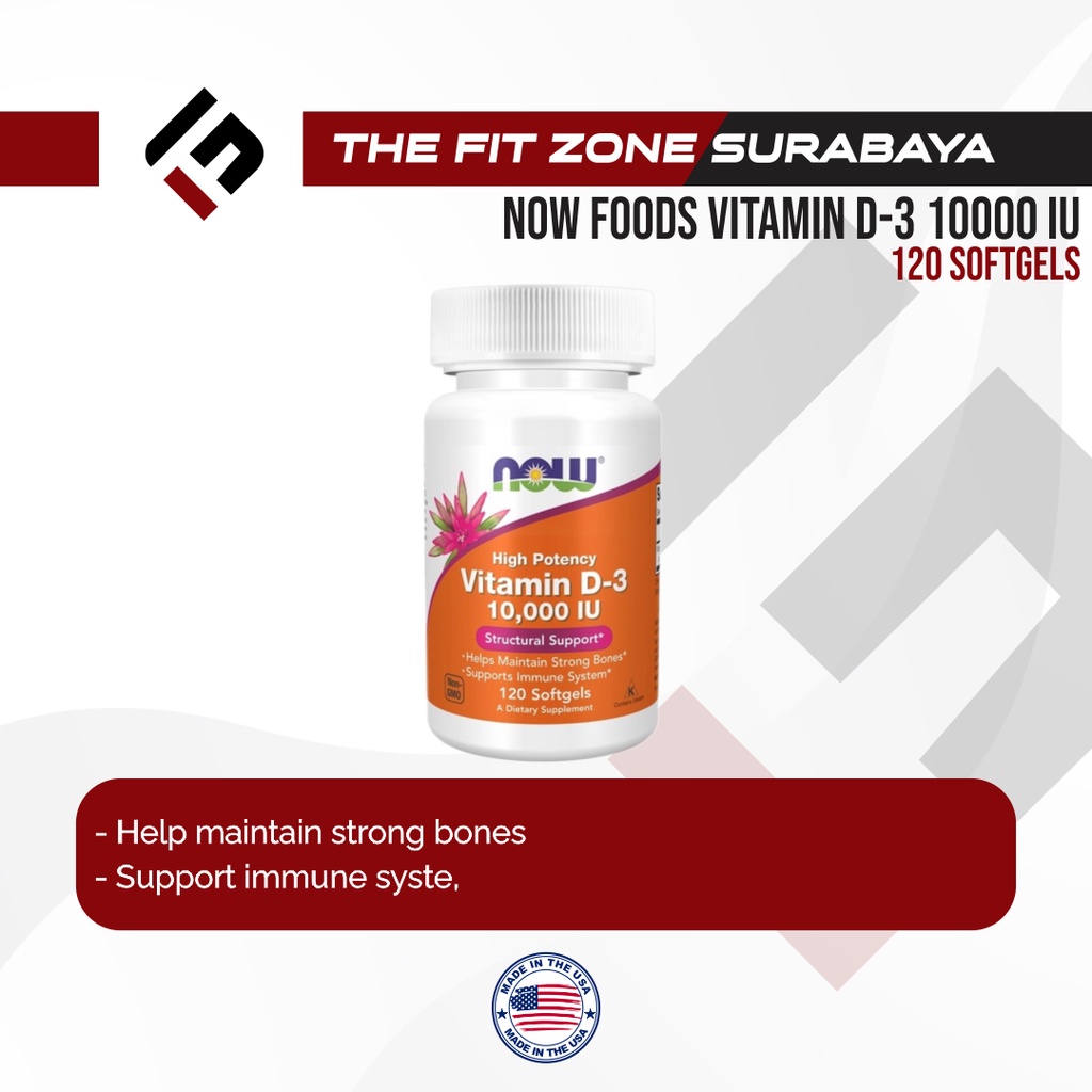 Jual Now Foods Vitamin D3 10000 IU D-3 High Potency 120 Softgels Now D3 10 Ribu | Shopee Indonesia