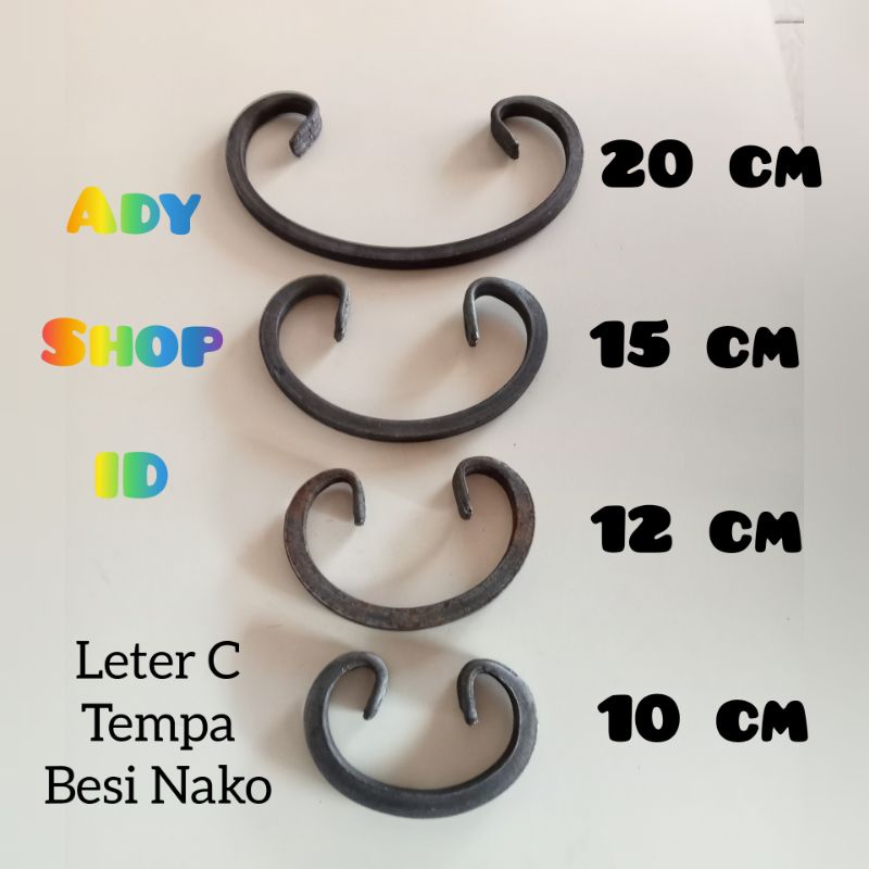 Jual ukuran besi nako 9,5mm _ 10mm, Leter C tempa besi nako pilih salah ...