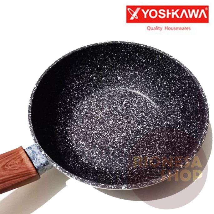 Jual WAJAN WokPan Marble 26 / 28 / 30 cm GREY Induksi Yoshikawa Wajan Wok Pan Abu | Shopee Indonesia