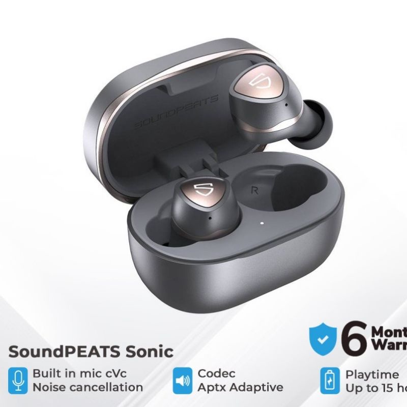 Jual Tws soundpeats sonic original wireless earphone aptx adaptive ...