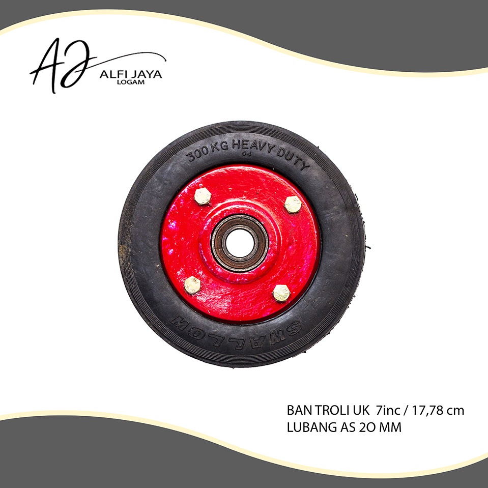 Jual Roda Troli Troly Trolly 7 inc Doubel Baering Ban Mati Lubang AS ...