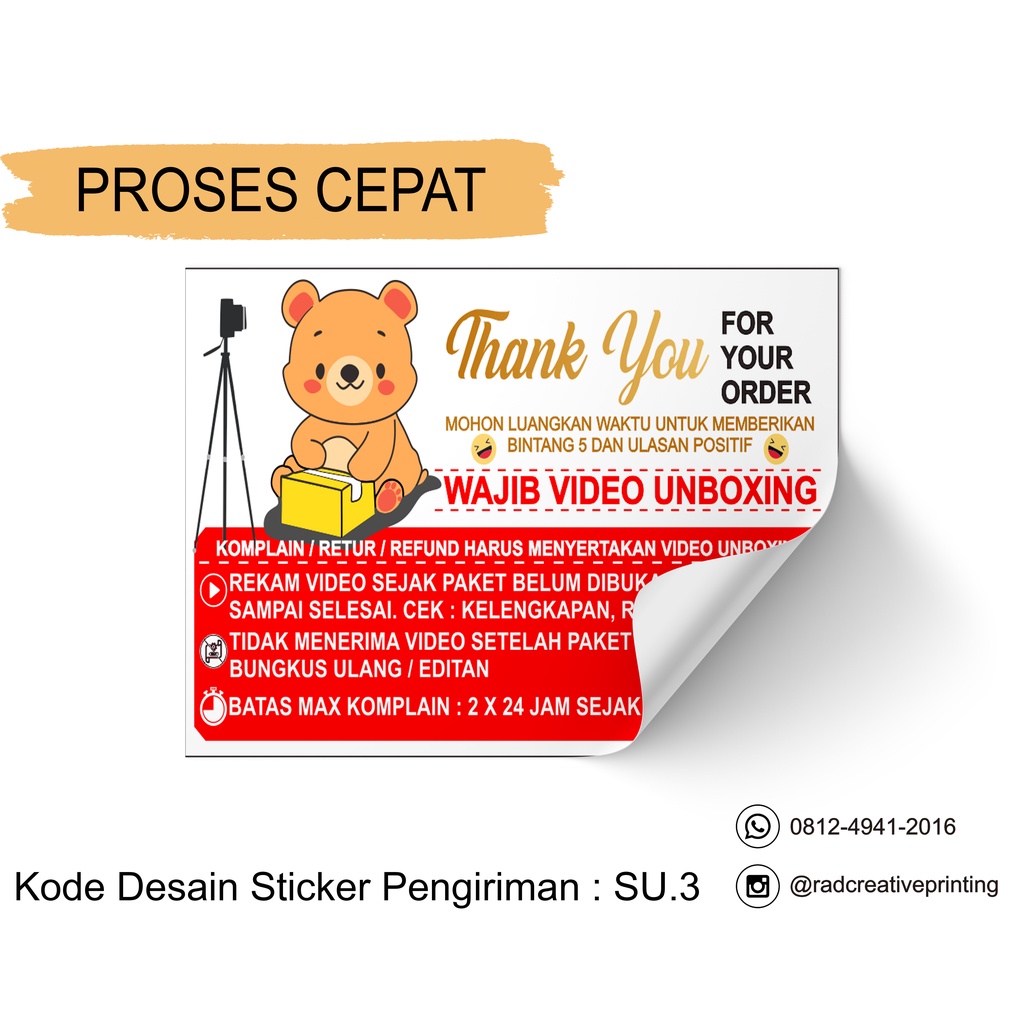 Jual Sticker Unboxing Pengiriman Stiker Fragile Wajib Video Unboxing ...