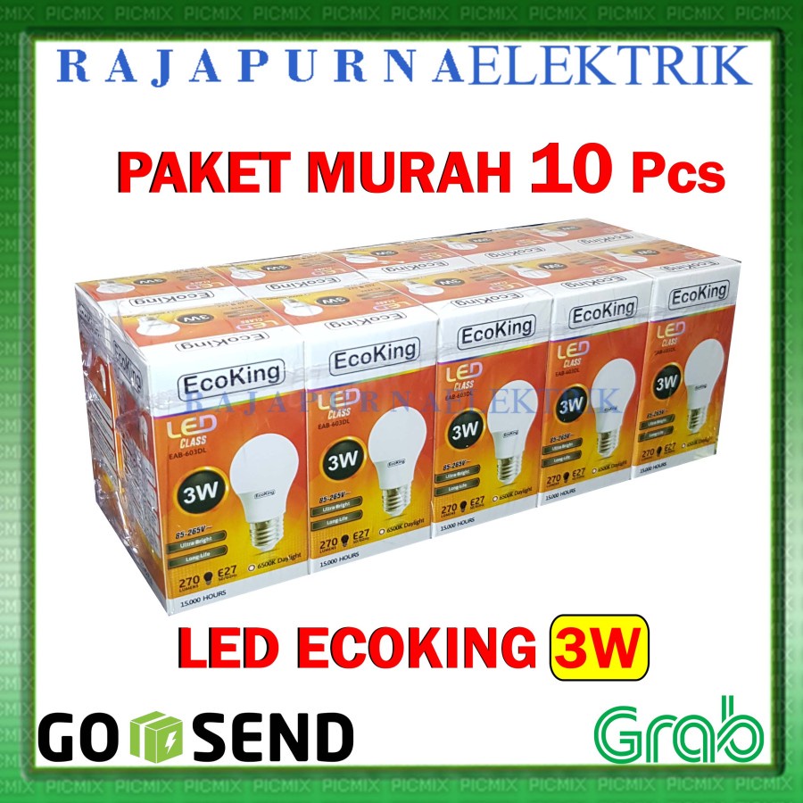Jual LAMPU LED 3W - 3 watt ECOKING SUPER TERANG - TAHAN LAMA (PAKET ...