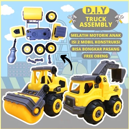 Jual Mainan Anak DIY Truck Assembly 2 in 1 Mobil Truk Bongkar Pasang ...