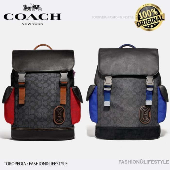 Jual [COD] Coach Rivington Backpack In Signature Canvas With Coach ...