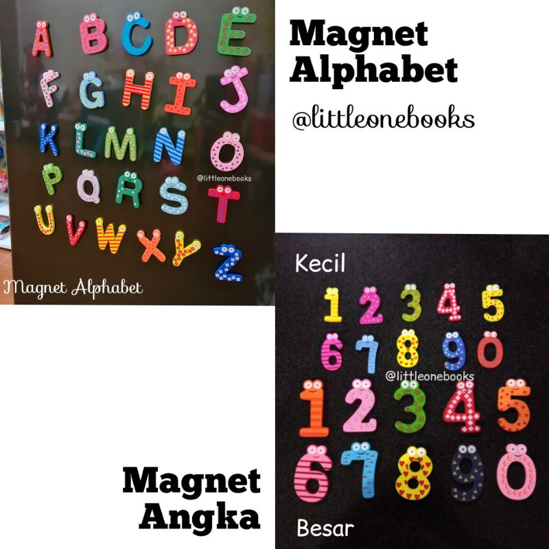 Jual magnet alphabet / magnet kulkas alfabet & angka / magnet kayu ...