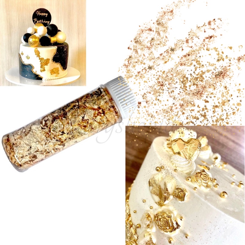 Jual Gold Foil Cake 2 gram / Gold Flakes / Serpihan Lembaran Taburan ...