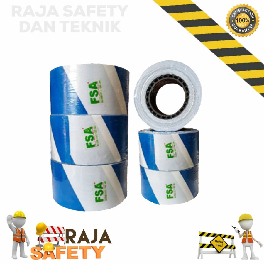 Jual Safety Line Garis Proyek Police line FSA 2"x300m Warna Biru Putih ...