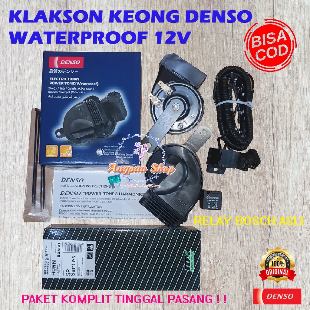 Jual Paket Klakson Denso Waterproof Electric Horn Keong Powertone Relay ...