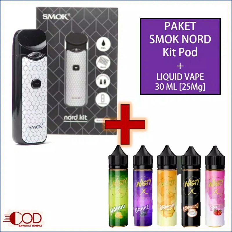 Jual MESIN VAPOOR SMOKE NORD KIT KUMPLIT BONUS LIQUID 60ML | Shopee ...
