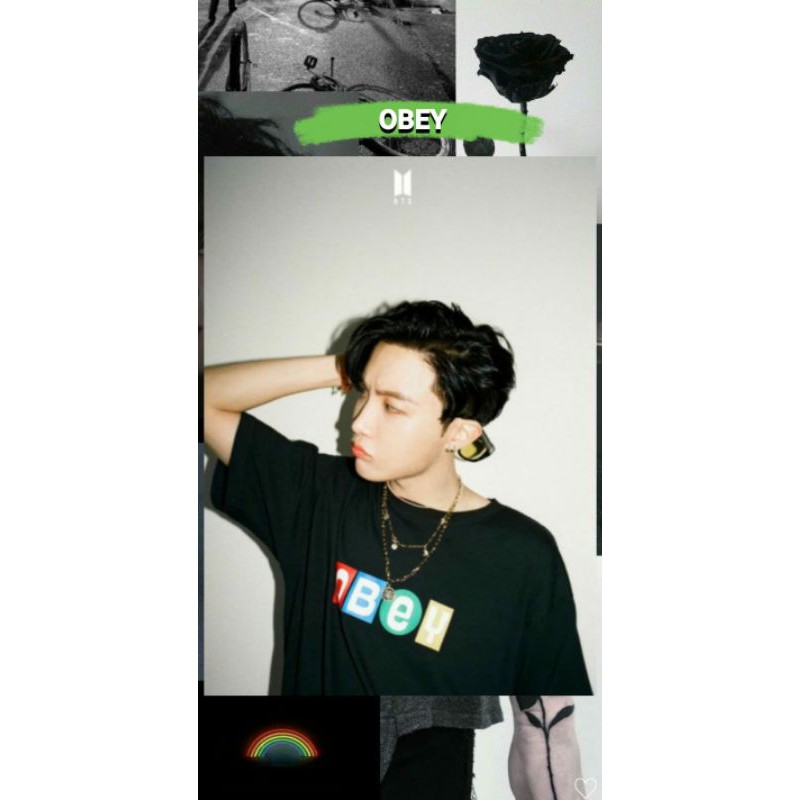 Jual kaos kpop "obey" jhope BTS free (stiker,pc dynamite,freebies ...