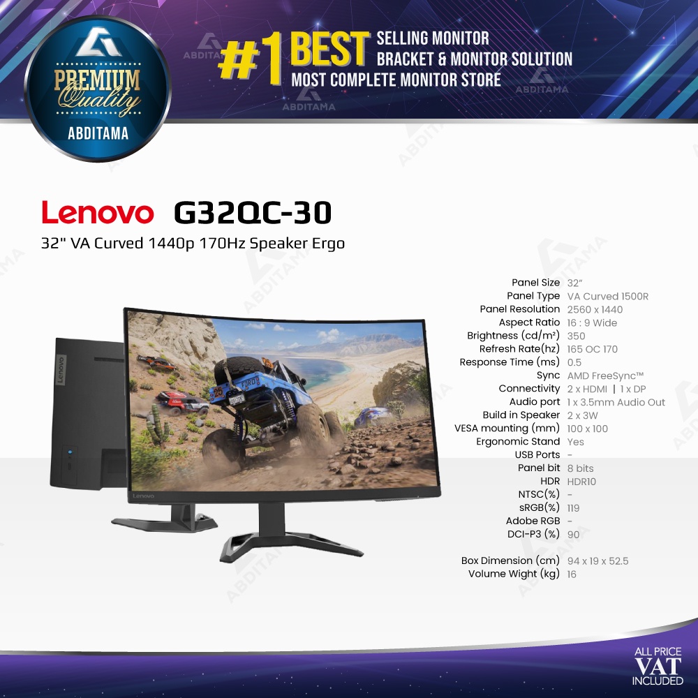 Jual Monitor LED Lenovo G32QC-30 32" VA Curved 1440p 170Hz Speaker Ergo | Shopee Indonesia