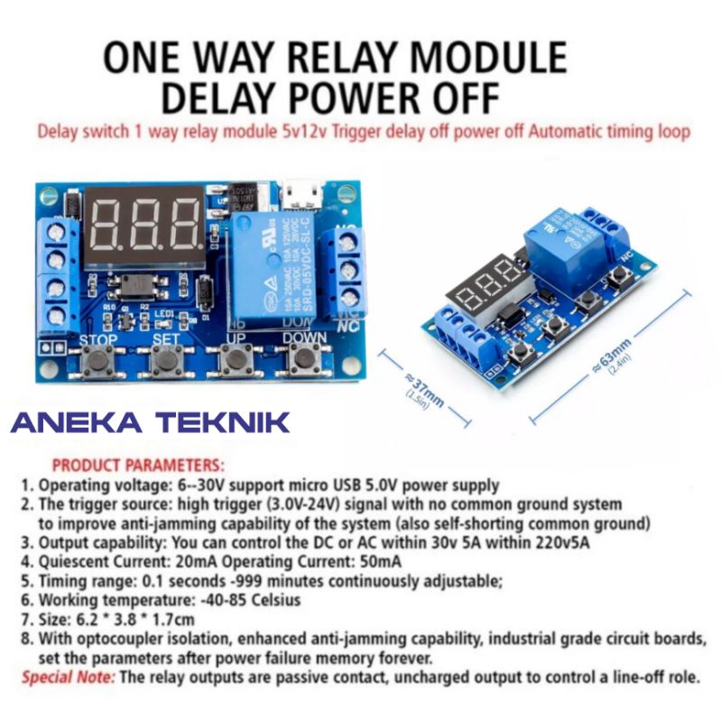 Jual One Way Relay Module Delay Power Off / Modul Relai Pemutus Arus 1 Arah | Shopee Indonesia