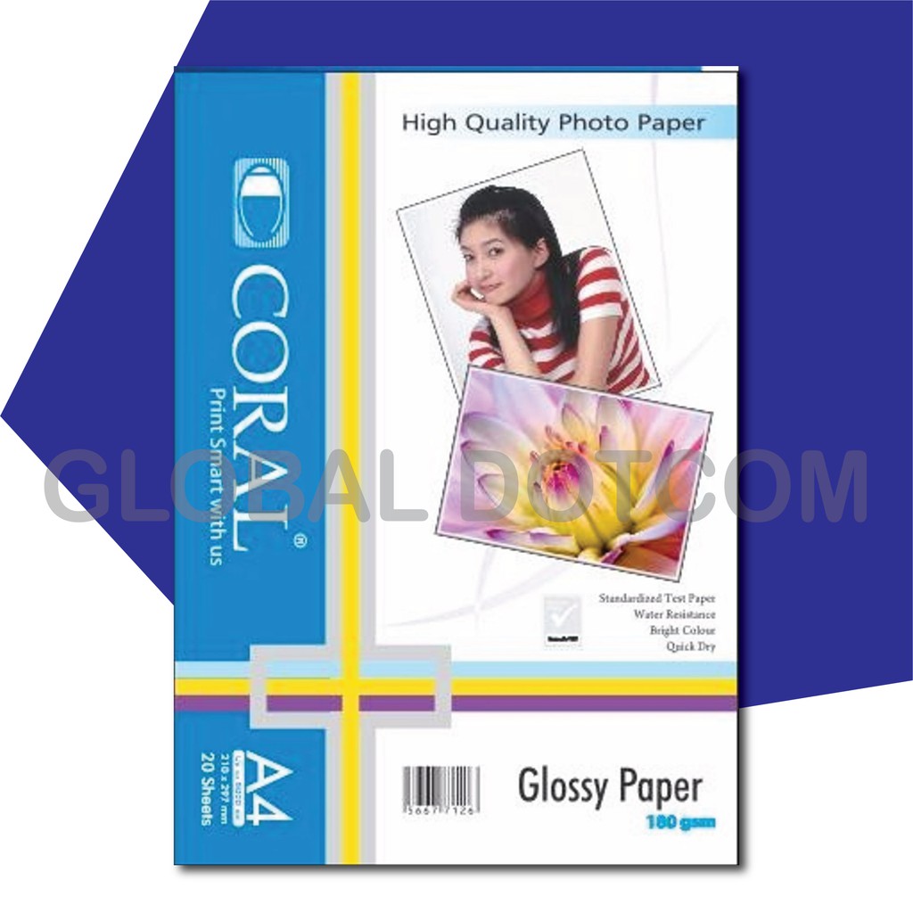 Jual Coral Glossy Photo Paper A4-180 Gr (Pack=20 Sheets) | Shopee Indonesia