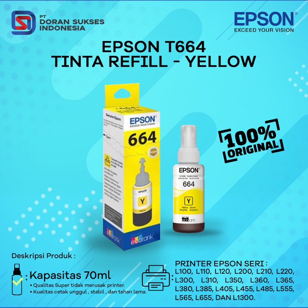 Jual Tinta Printer Refill Isi Ulang Epson T664 Black Cyan Magenta Yellow - Original | Shopee ...
