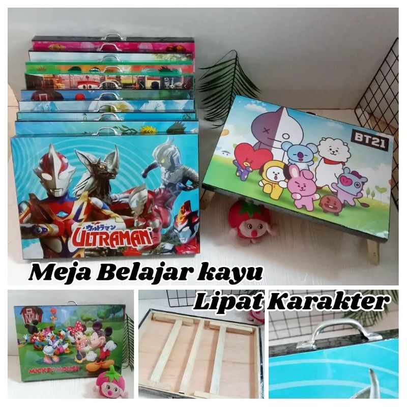 Jual MEJA BELAJAR / MEJA KAYU LIPAT MOTIF KARAKTER FREE BUBBLE WRAP ...