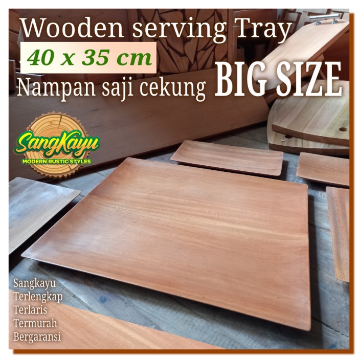 Jual SangKayu Wooden Serving Plate 40x35 cm Piring Kayu Cekung Tray ...