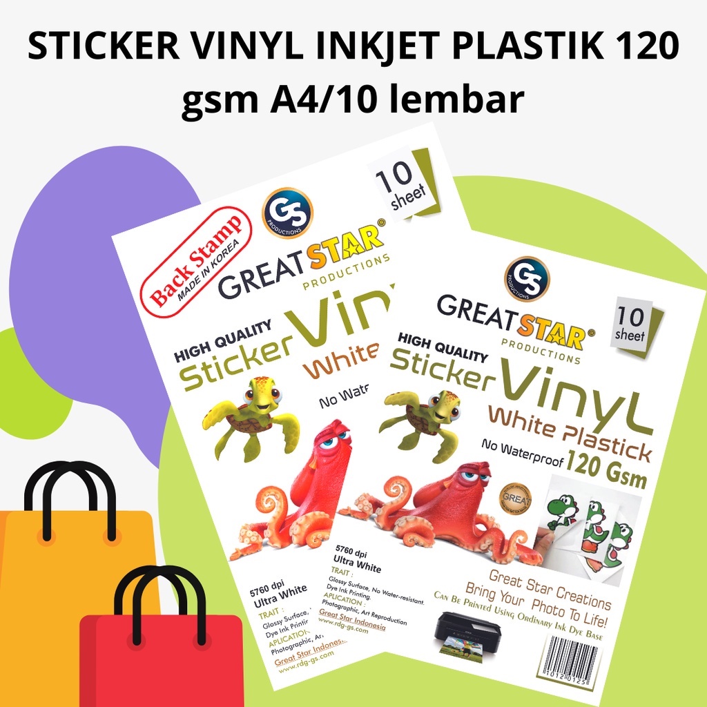 Jual STICKER VINYL INKJET PLASTIK 120 gsm A4/10 lembar | Shopee Indonesia