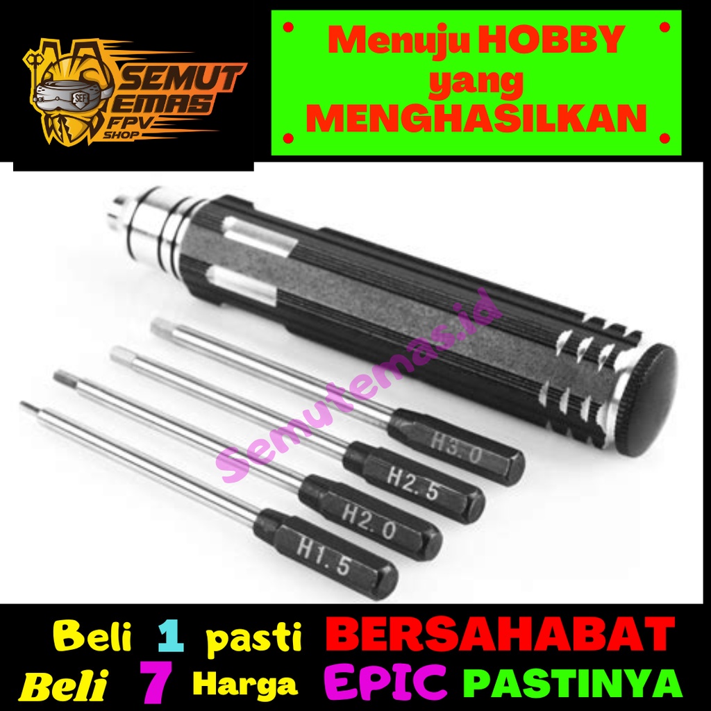 Jual SEMUT EMAS 4 In 1 Hex socket Hexagon Screwdriver OBENG DRONE ...