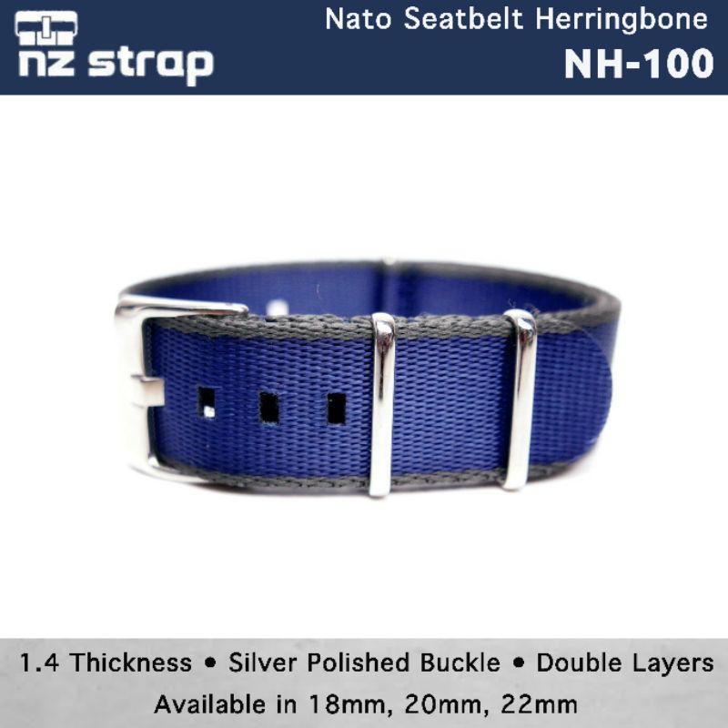 Jual [NH-100] Size 18, 20, 22 - Tali Jam Tangan Nato Strap Seatbelt Herringbone Weave Premium ...