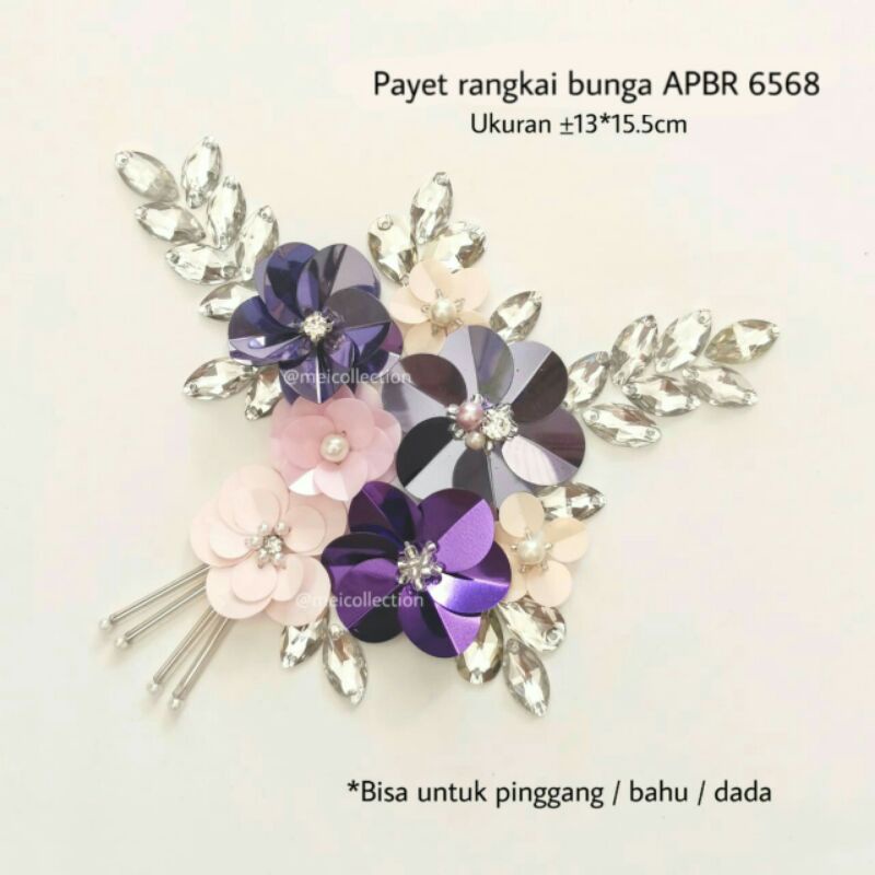 Jual bunga 3d APBR 6568 payet bunga jahit purple sv pink | Shopee Indonesia