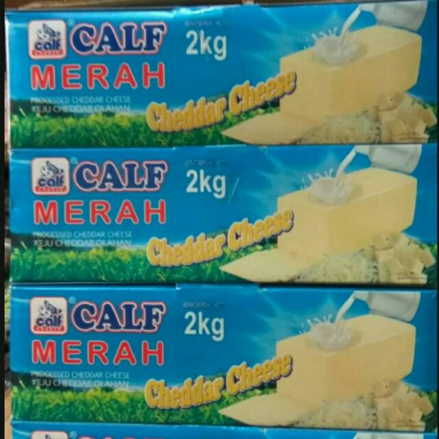Jual CALF cheese merah 2kg. Keju cheddar olahan | Shopee Indonesia