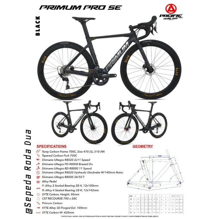 Jual Sepeda Road Bike Pacific 700 X 28C Carbon Primum PRO SE (2X11-HD ...