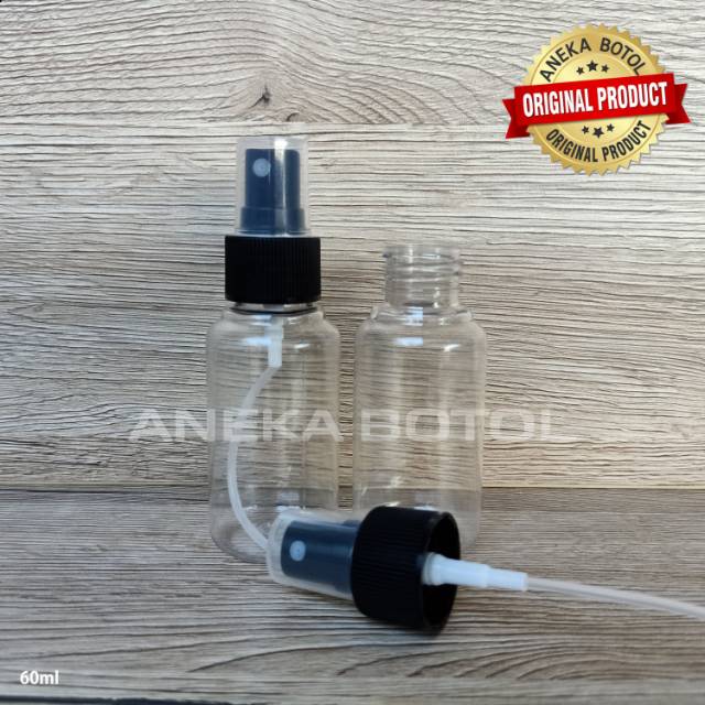 Jual BOTOL TUBULAR 60 ML BENING TUTUP SPRAY HITAM / BOTOL KOSONG MURAH ...
