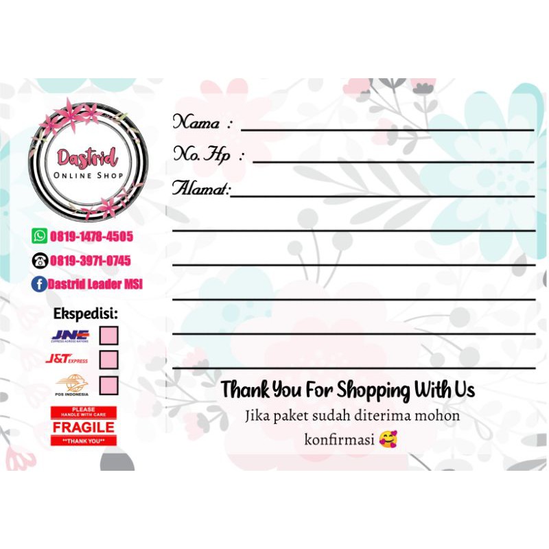 Jual LABEL PENGIRIMAN PAKET OLSHOP CUSTOM | Shopee Indonesia