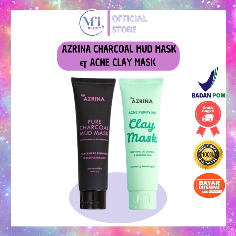 Jual MFI - AZRINA PURE CHARCOAL MUD MASK ACNE CLAY MASK 50 ML BPOM ...