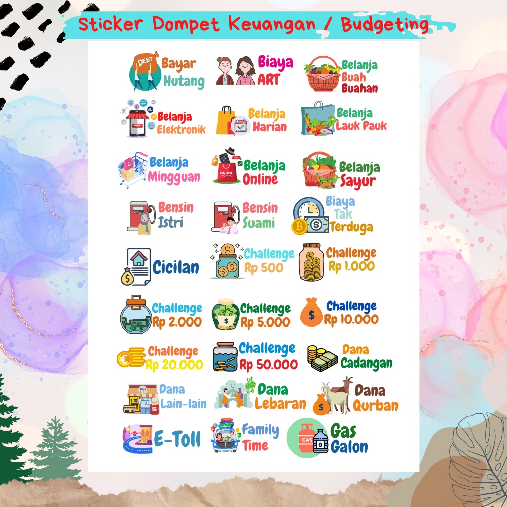 Jual Var. Baru 1- Stiker Dompet Keuangan/Stiker Budgeting/Stiker Dompet ...