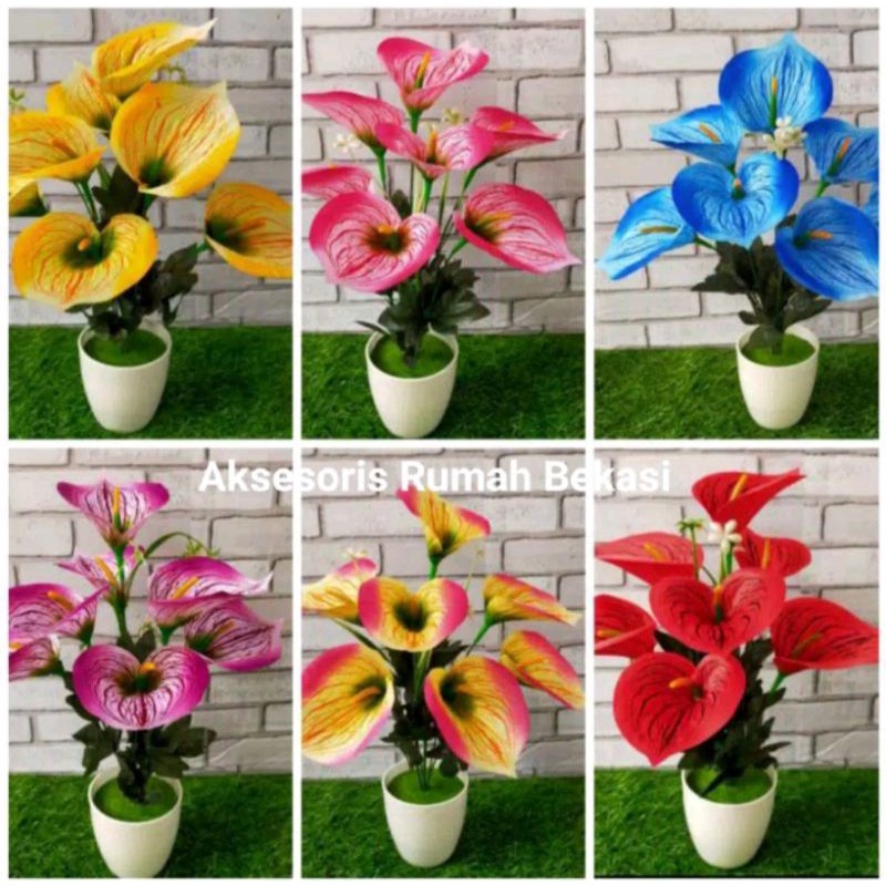 Jual GROSIR - Bunga plastik anthurium/bunga lilly/bunga Aron panda K7 ...