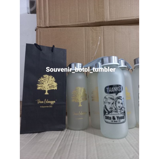 Jual Souvenir botol tumbler kaca minum dove 420ml custom sablon kemas ...