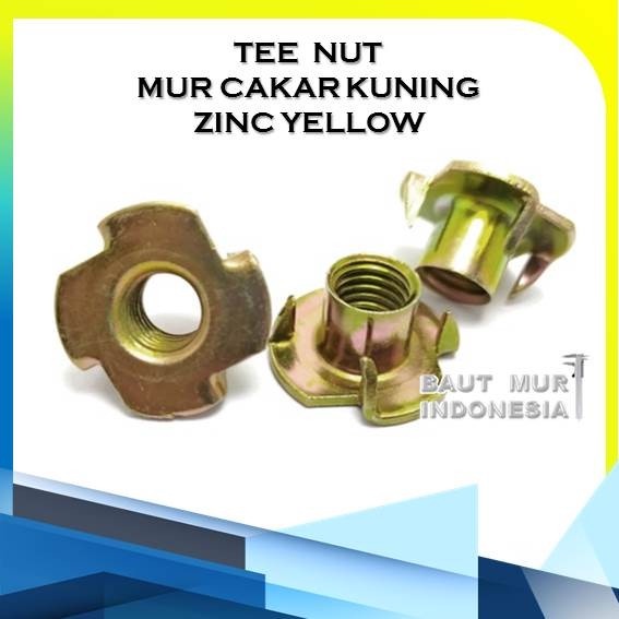 Jual TEE NUT MUR CAKAR ZINC YELLOW KUNING M6 ISI 10PCS | Shopee Indonesia