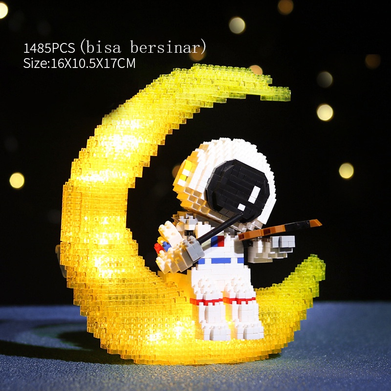 Jual (Bisa Bersinar)LED Glowing Astronot Spaceman Mainan Balok Susun ...