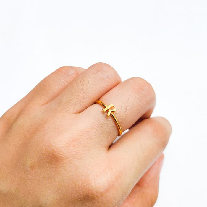 Jual Grosir Hadiah Pacar Cincin Huruf R Emas Asli Keren | Shopee Indonesia