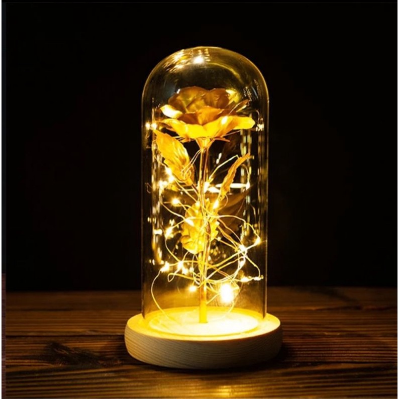 Jual Bunga Mawar Gold Lampu LED Dekorasi Beauty and The Beast Flower ...