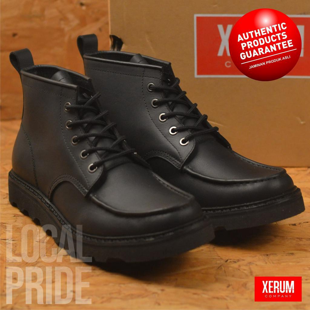 Jual XERUM Legion - Sepatu Boots Kulit Pria Hitam Moc toe | Shopee ...