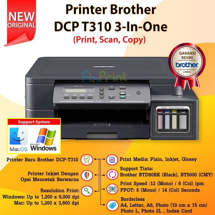 Jual PRINTER BROTHER DCP-T310 Refill Tank System 3in1 Ultra High Yield ...