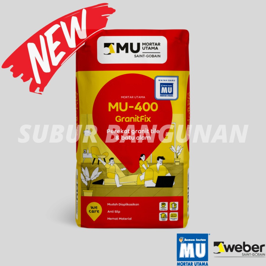 Jual MU400 - Mortar Utama MU 400 25 KG Perekat Granite Perekat Batu Alam | Shopee Indonesia