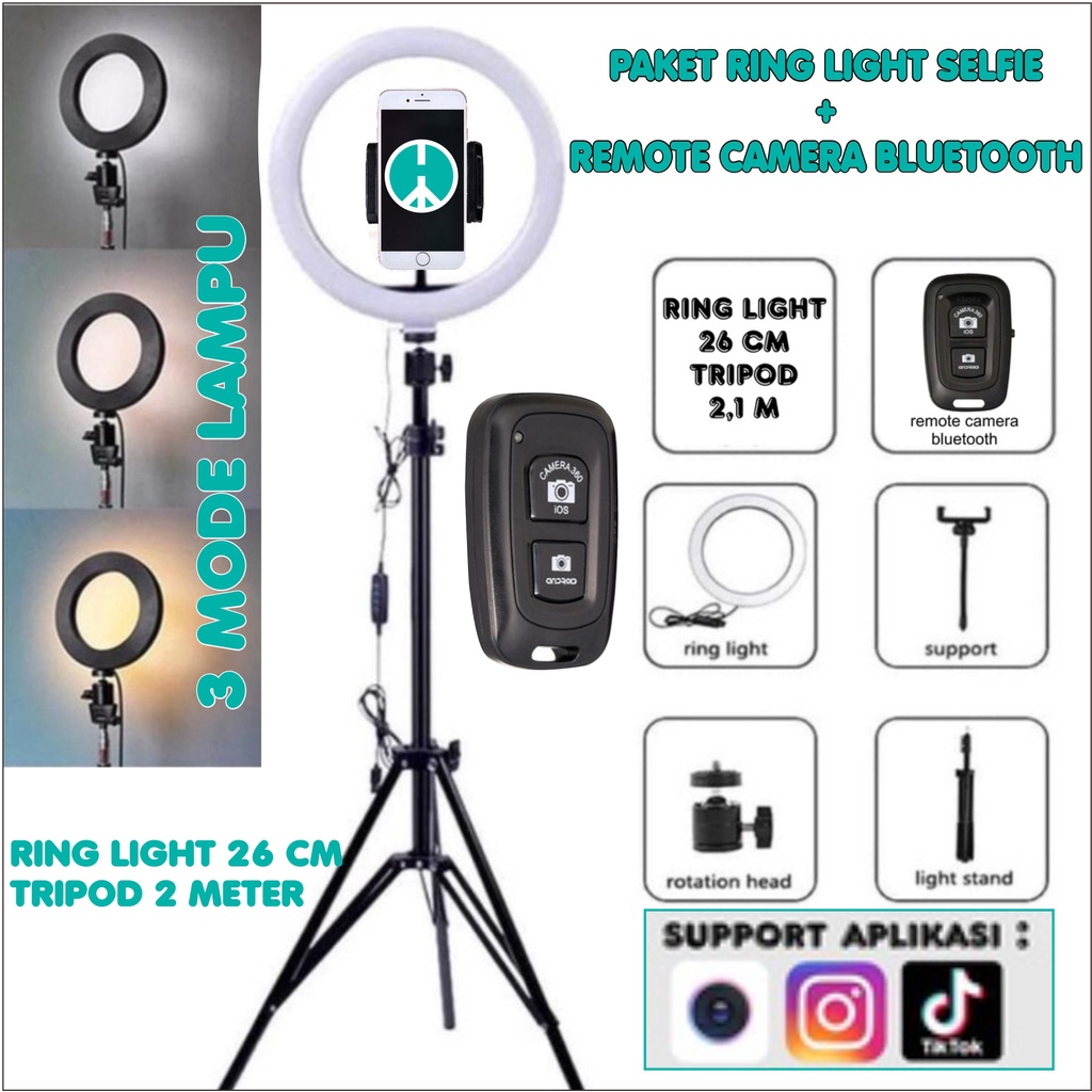 Jual paket selfie paket tiktok MIXIO Ring Light 26cm + Light Stand ...