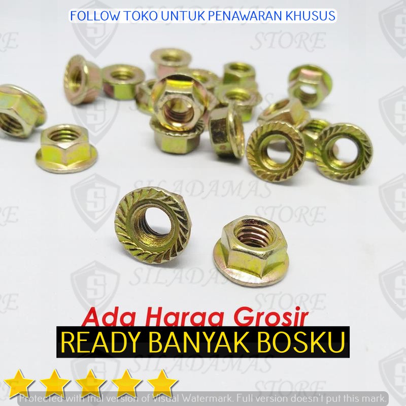 Jual 9 pcs M8 Mur Flange Nut Kuning | Shopee Indonesia