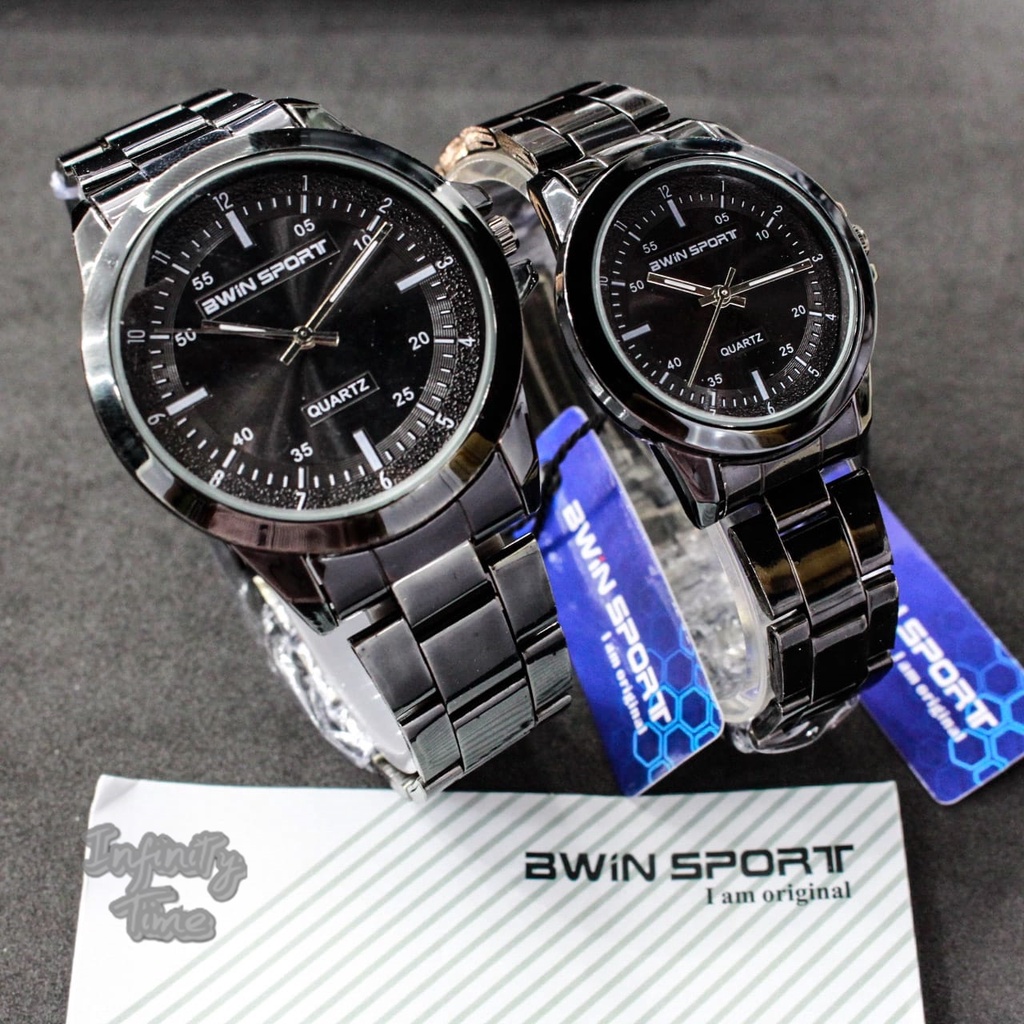 Jual Jam Tangan Couple Awin Bwin Sport M1038G M1038L Cowok Cewek Analog Rantai Stainless ...