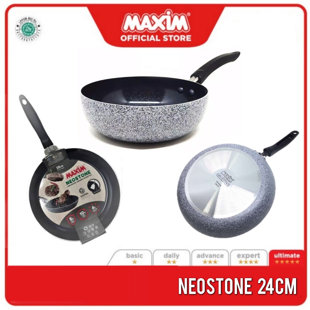 Jual Deep Wok Maxim Neostone 24cm Ceramic Marble Non Stick Wajan Goreng ...